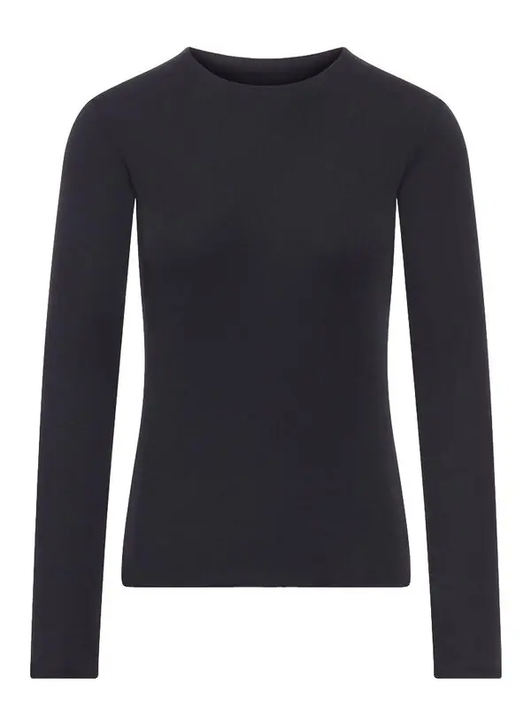 JIL SANDER Crew Neck Long Sleeve Top - Black