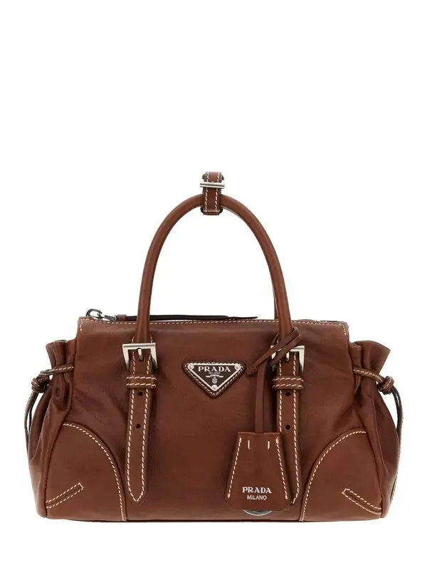 Prada Leather Karin Handbag - Brown