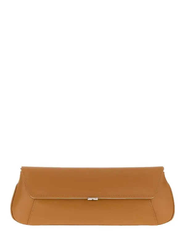 Amina Muaddi Leather Ami Clutch - Brown