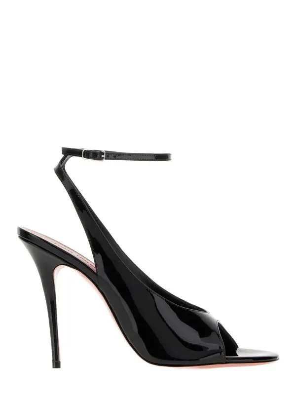 Amina Muaddi Leather Anok Sandals - Black