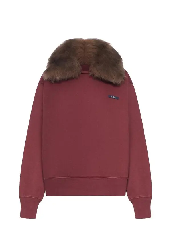 Prada Sweatshirt With Removable Fur Collar - Red