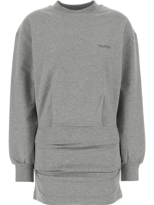 Attico Stretch Cotton Sweatshirt Mini Dress - Gray