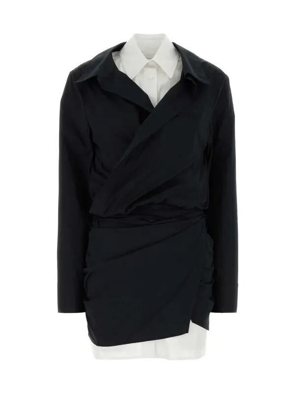Attico Stretch Poplin Mini Dress - Black
