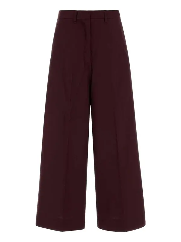 Max Mara S Aubergine Poplin Epoca Wide-leg Pant - Red