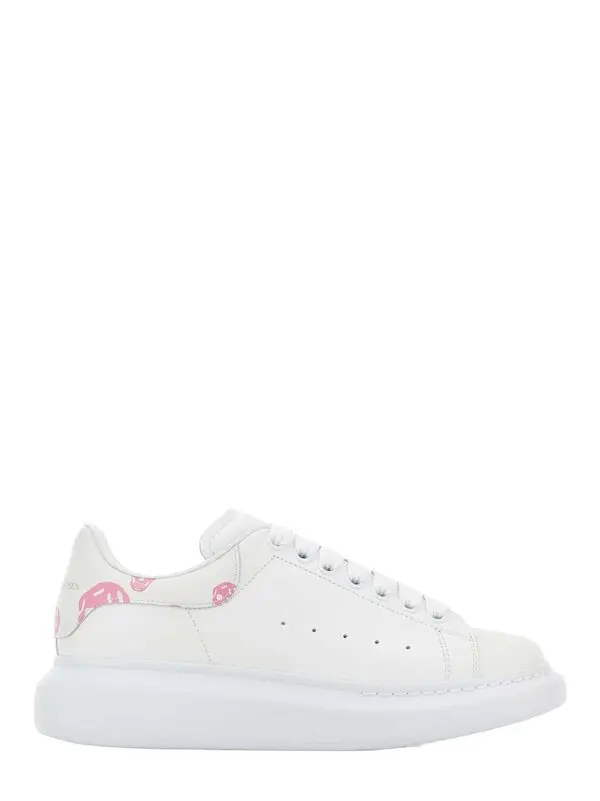 Alexander McQueen Leather Sneakers With Printed Leather Heel - White