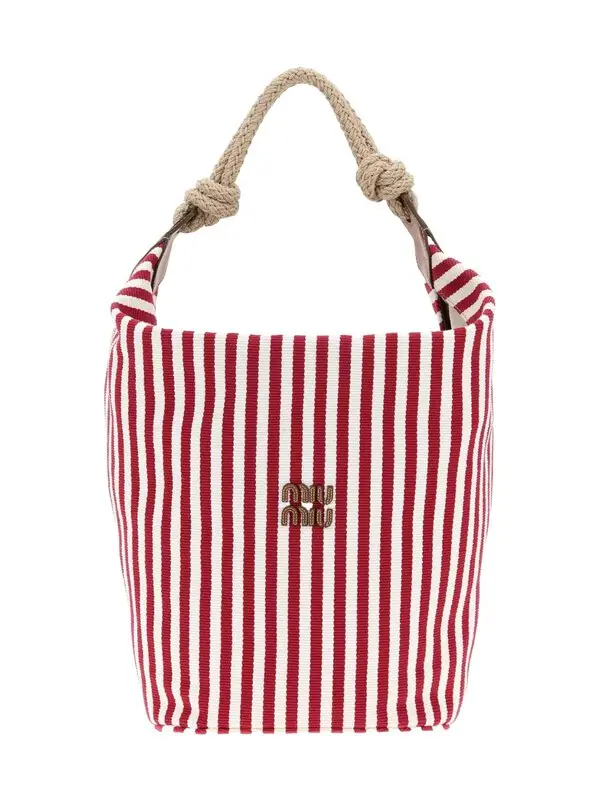 Miu Miu Embroidered Canvas Bucket Bag - Multicolor