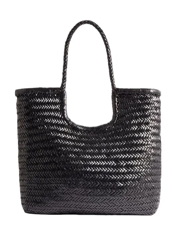 Dragon Diffusion Diagonal Leather Tote Bag - Black