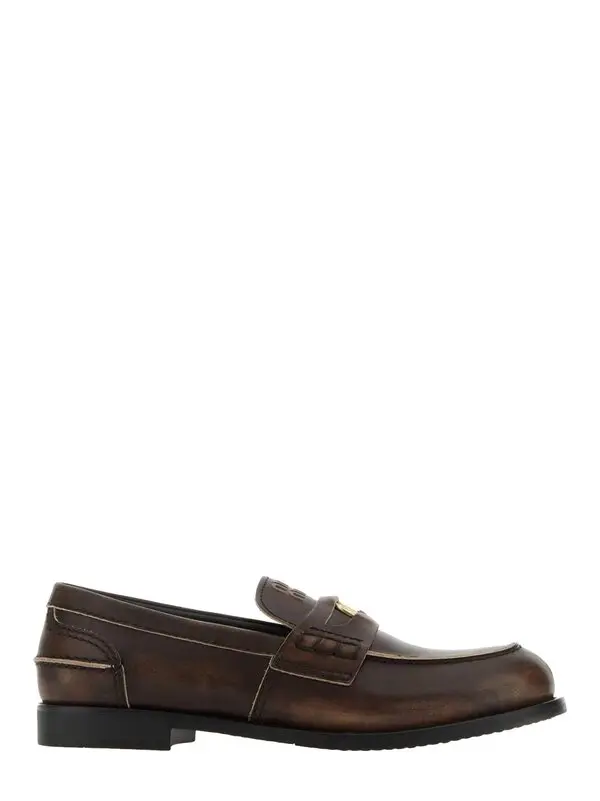 Miu Miu Leather Loafers - Brown