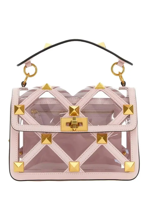 Valentino Garavani Polymeric Material And Leather Medium Roman Stud Handbag - Pink