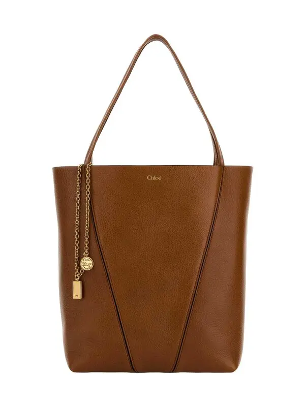 Chloé Leather Spin Shopping Bag - Brown