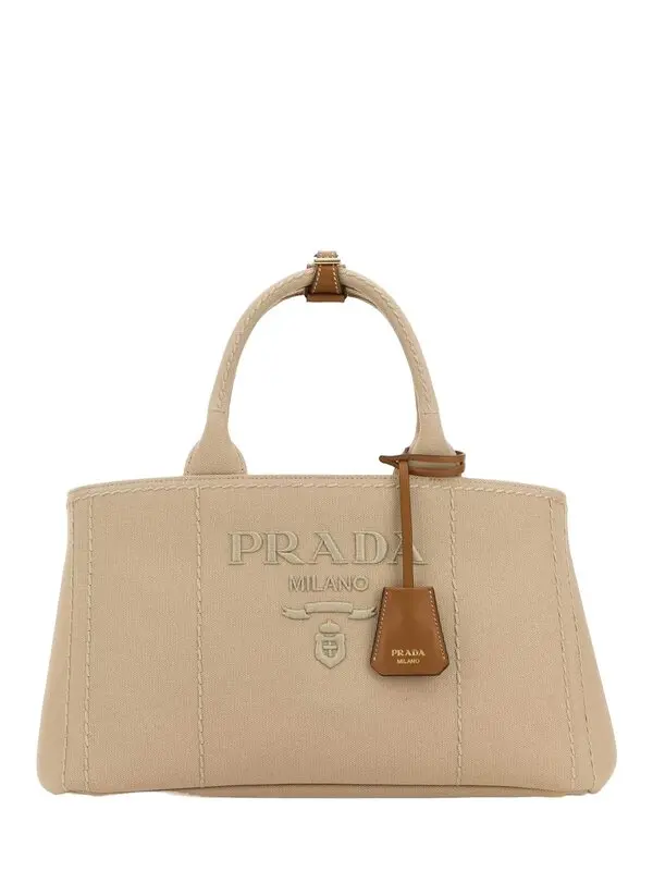 Prada Beige Canvas Large Jardiniã¨re Shopping Bag - Brown