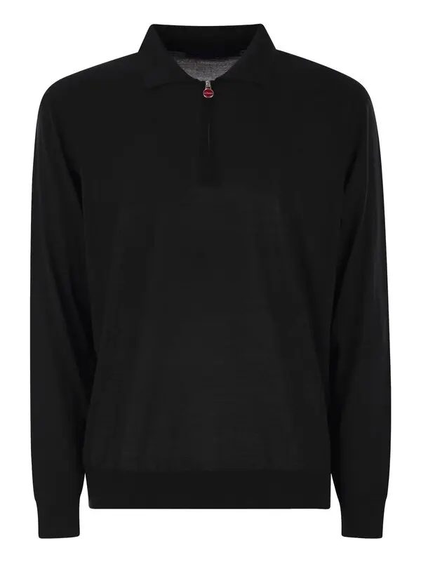 Kiton Wool Polo Shirt - Black