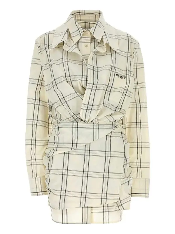 Attico Embroidered Cotton Mini Shirt Dress - Multicolor