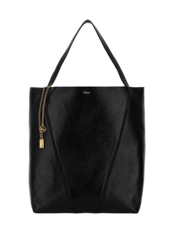 Chloé Leather Large Spin Shopping Bag - Black