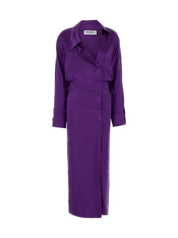 Attico Satin Shirt Dress - Purple