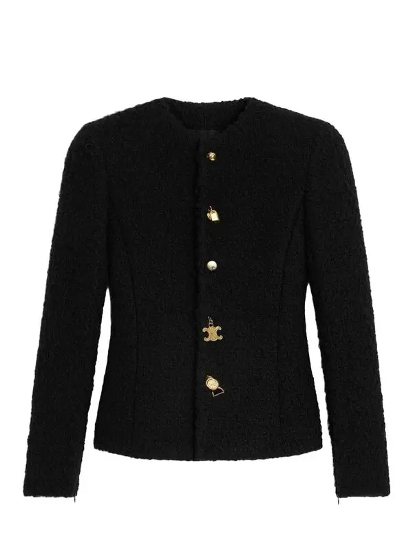 Celine Natté Cashmere And Wool Jacket - Black