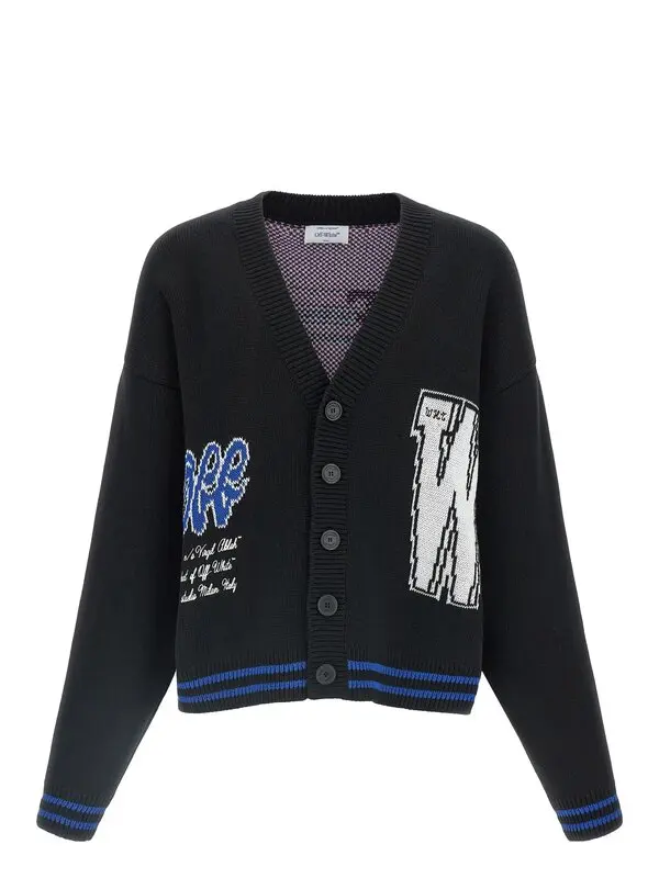 Off-White Glide Diag Heavy Cotton Knit Cardigan - Black
