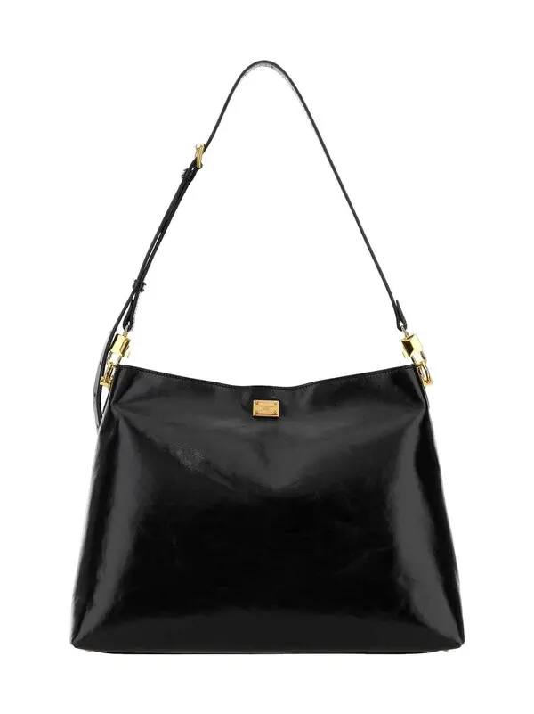 Dolce & Gabbana Leather Vittoria Shopping Bag - Black