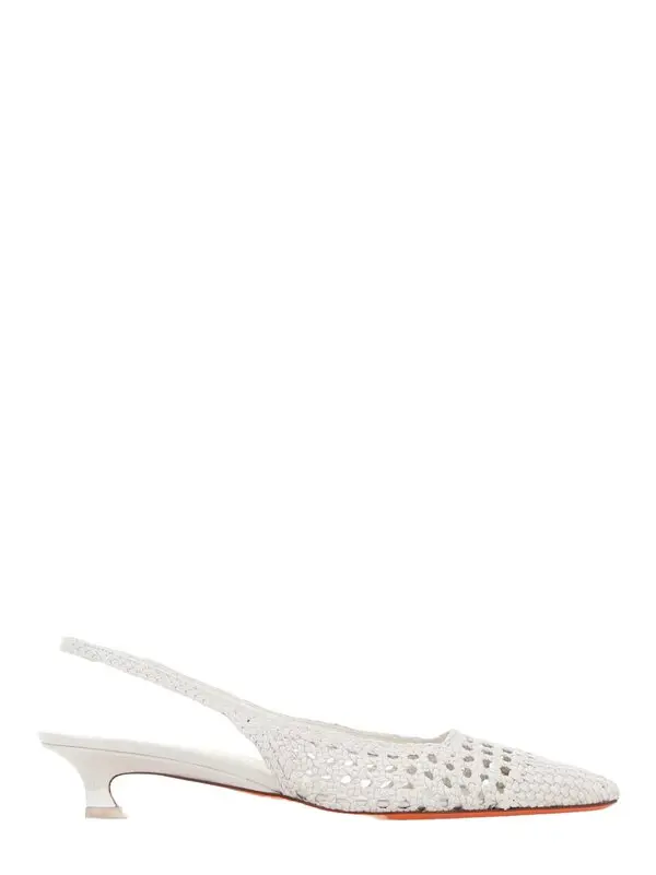Santoni Leather Slingback Pumps - White