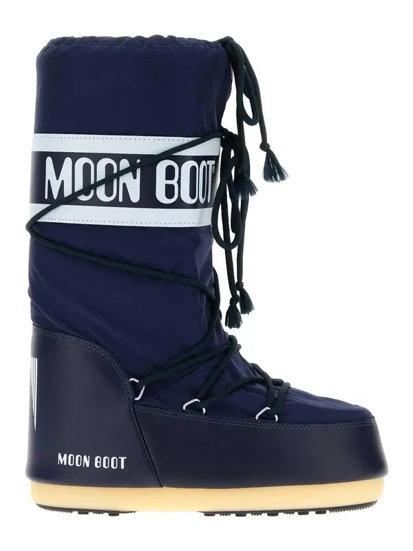 Moon Boot Navy Nylon And Synthetic Leather Icon Boots - Blue