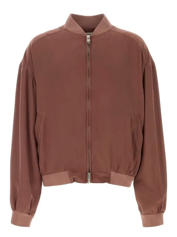 Versace Antiqued Silk Bomber Jacket - Pink