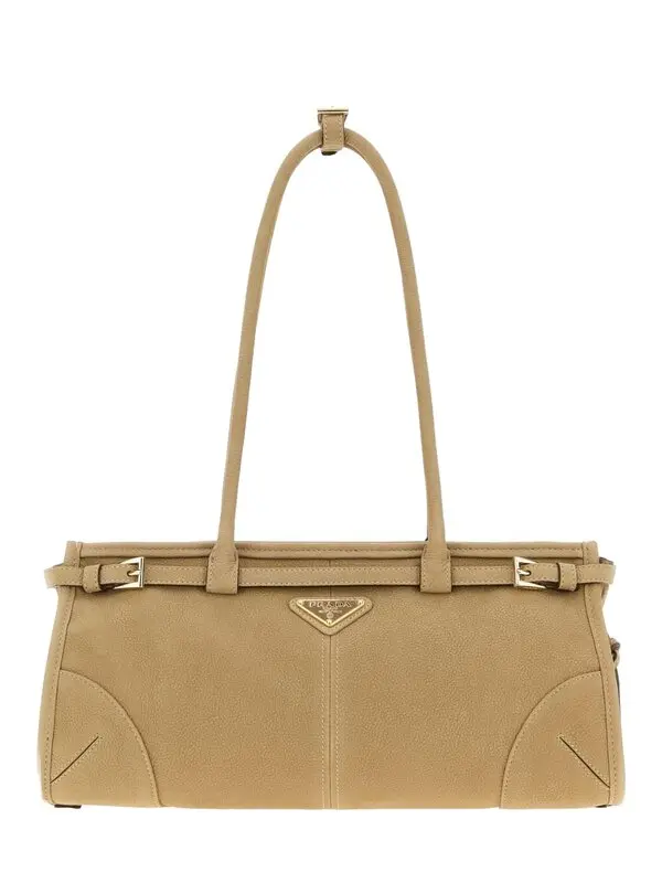 Prada Beige Nabuk Bonnie Shoulder Bag - Brown