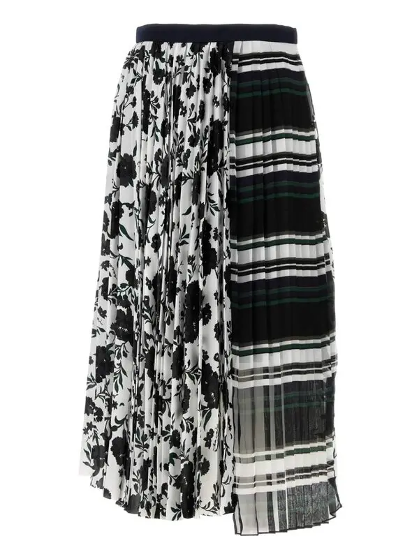 Sacai Printed Satin And Tulle Skirt - Multicolor