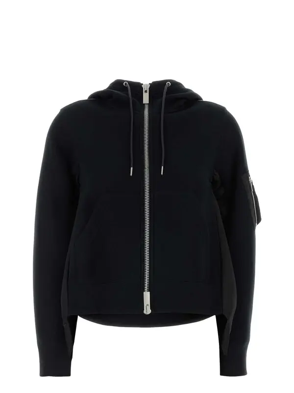 Sacai Cotton Blend And Nylon Sweatshirt - Black
