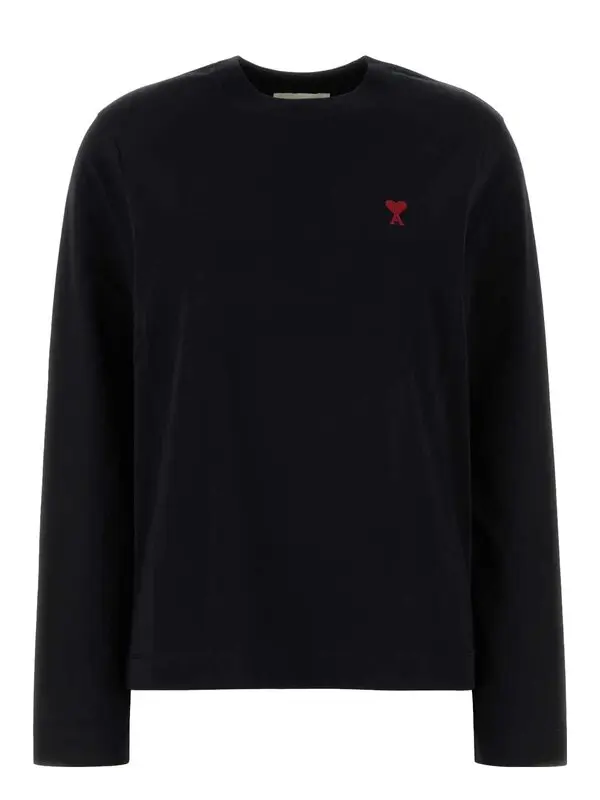 AMI Paris Organic Cotton Long Sleeve T-shirt - Black