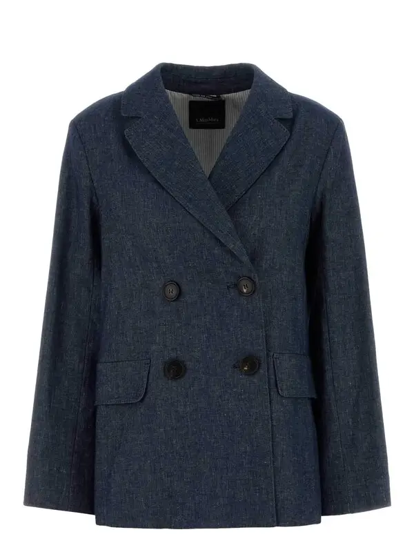 Max Mara S Stretch Denim Nero Blazer - Blue