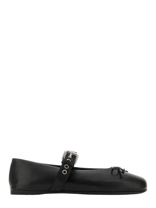 Miu Miu Leather Ballerinas - Black