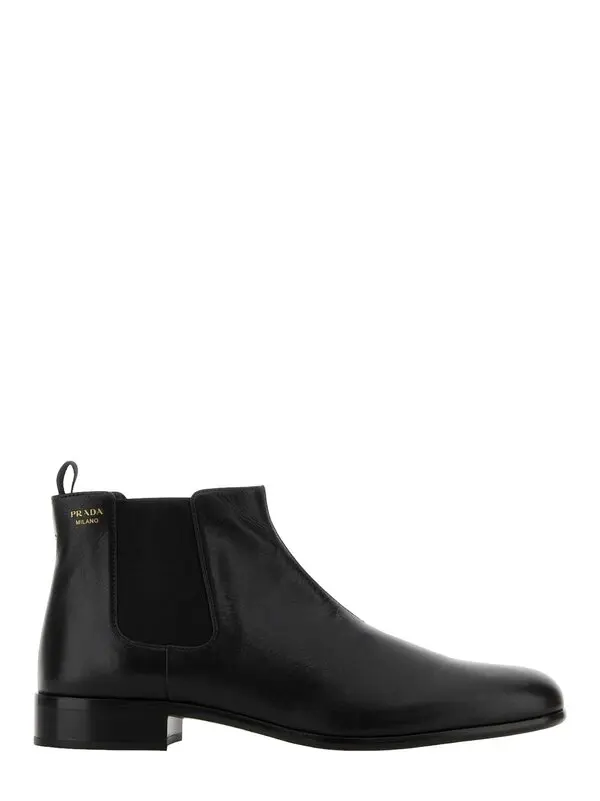 Prada Leather Ankle Boots - Black