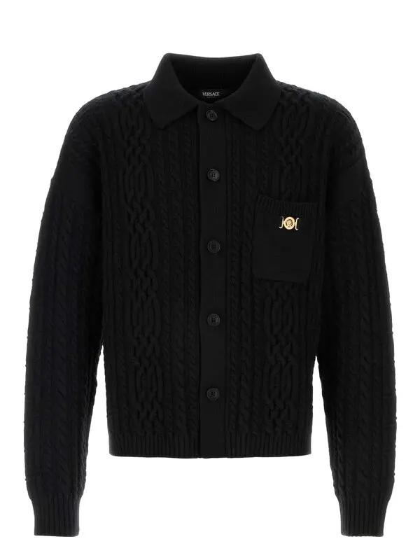 Versace Virgin Wool Cardigan - Black