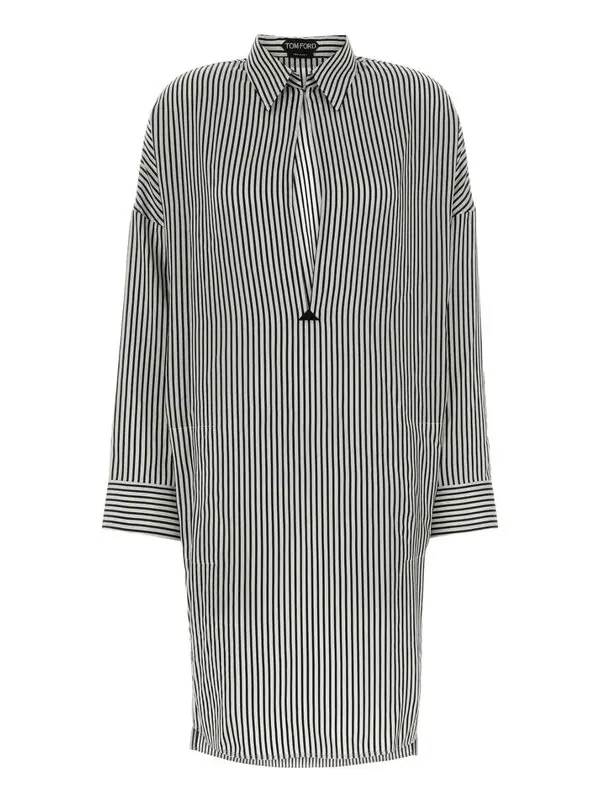 TOM FORD Embroidered Silk Shirt Dress - Multicolor