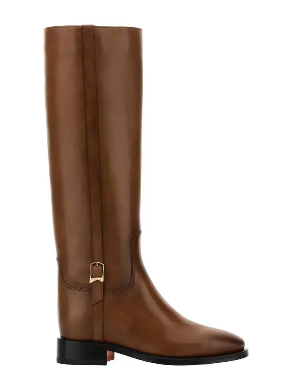 Santoni Leather Mandy Boots - Brown