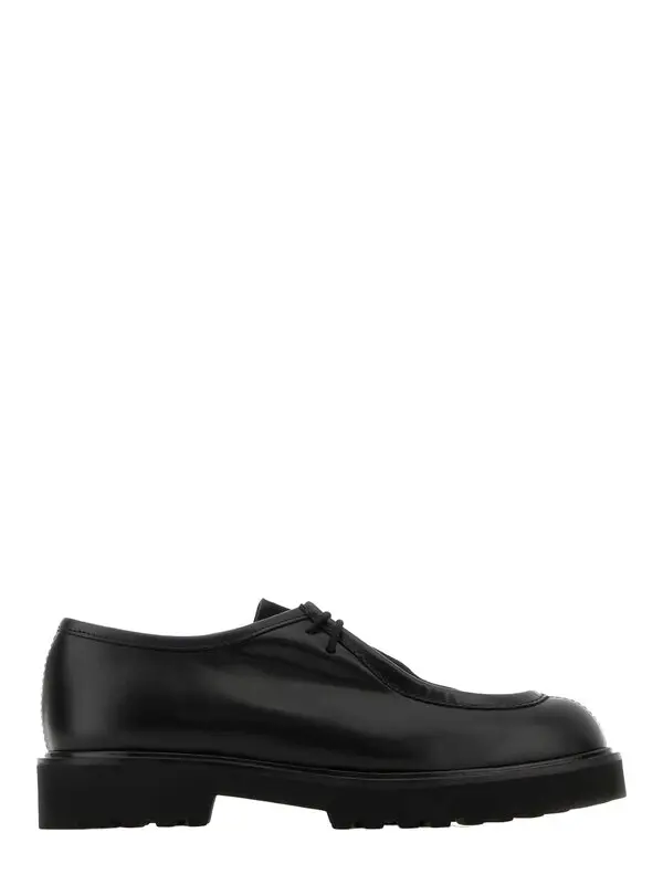 Max Mara Leather Track Lace-up Shoes - Black