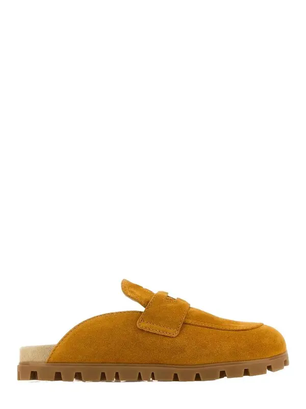 Miu Miu Mustard Suede Slippers - Yellow