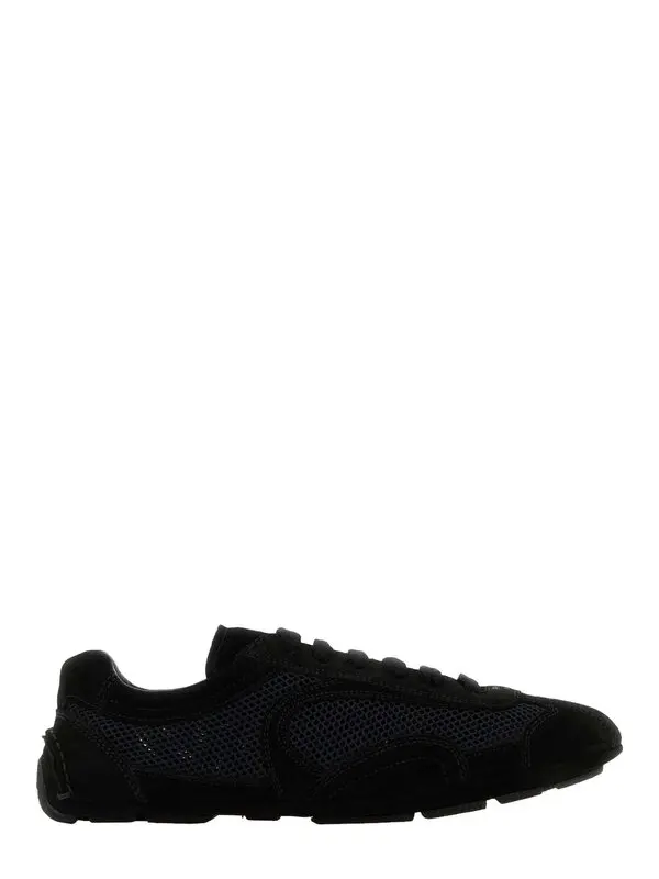 Prada Suede And Mesh Montecarlo Sneakers - Black