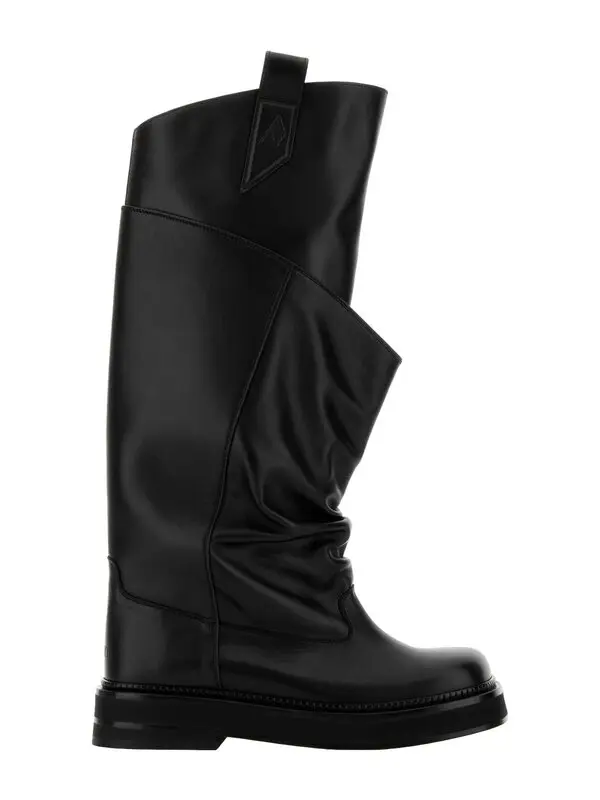 Attico Leather Passeggiata Boots - Black