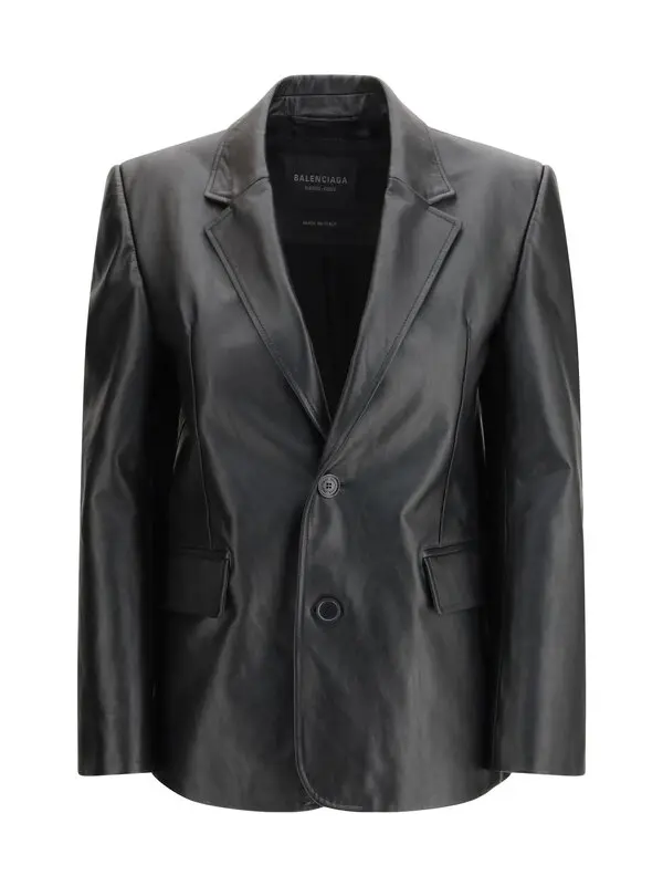 Balenciaga Standard Leather Jacket - Black