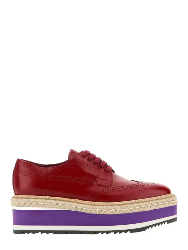 Prada Leather Lace-up Shoes - Red
