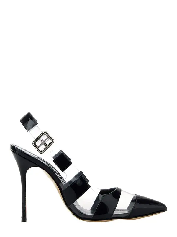 Manolo Blahnik Calf Patent And Fabric High Heel Shoes - Multicolor