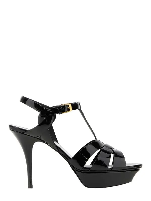 Saint Laurent Leather Tribute Sandals - Black