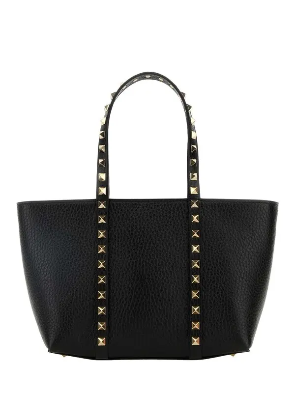 Valentino Garavani Leather Medium Rockstud Handbag - Black