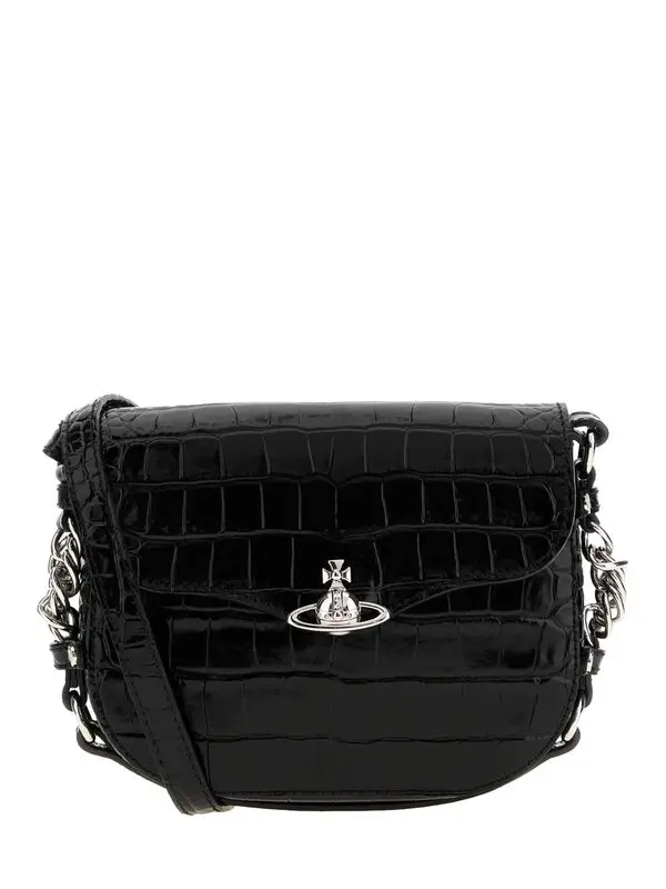 VIVIENNE WESTWOOD Leather Hunter Shoulder Bag - Black