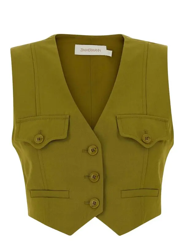 Zimmermann Pistachio Twill Luna Vest - Green