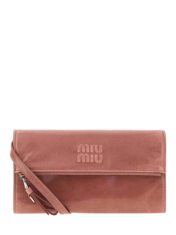 Miu Miu Antiqued Leather Pouch - Pink