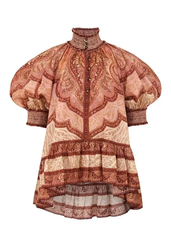 Zimmermann Silk Wanderlust Ruffle Blouse - Multicolor