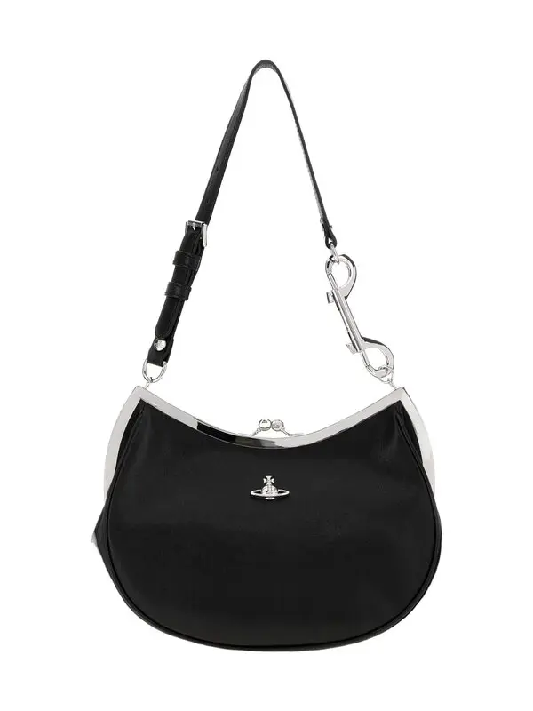 VIVIENNE WESTWOOD Leather Charm Frame Purse Shoulder Bag - Black