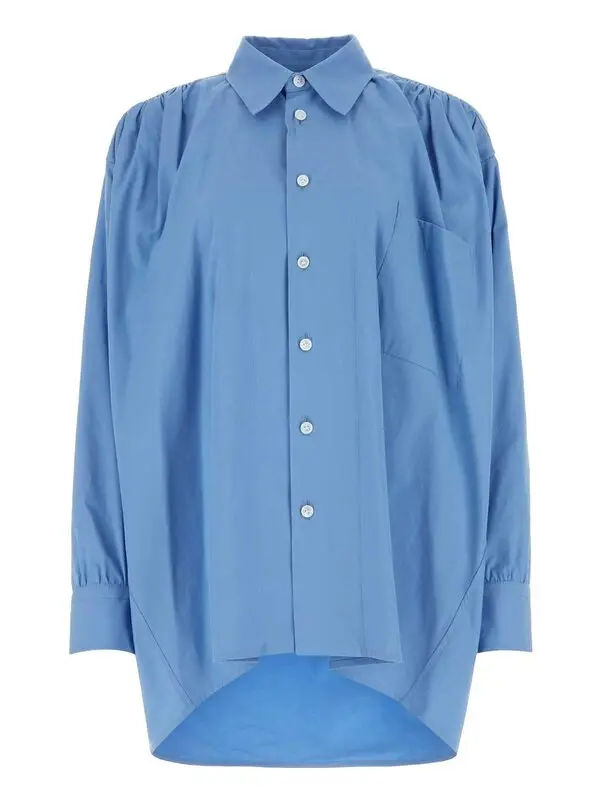 Bottega Veneta Light Cotton Blend Oversize Shirt - Blue
